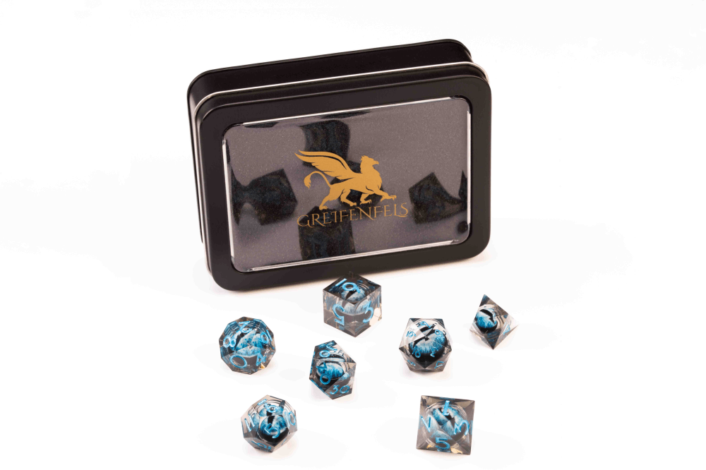 Tärningar - Razor Series: Blue Dragon Eye, Clear Dice - Numbers: Blue ...