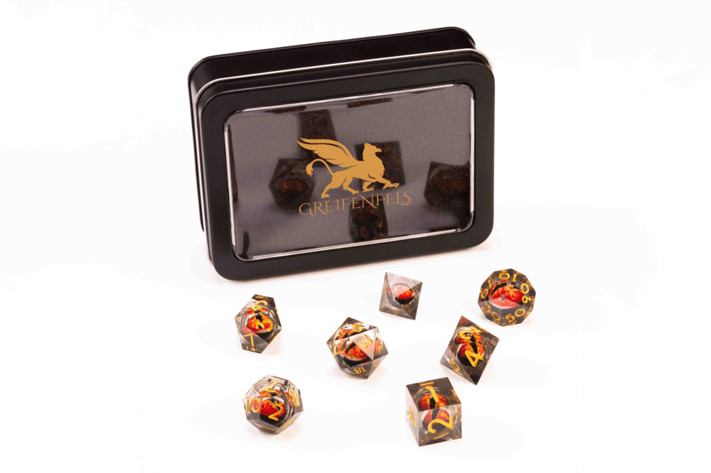 Tärningar - Razor Series: Red Dragon Eye, Clear Dice - Numbers: Gold ...